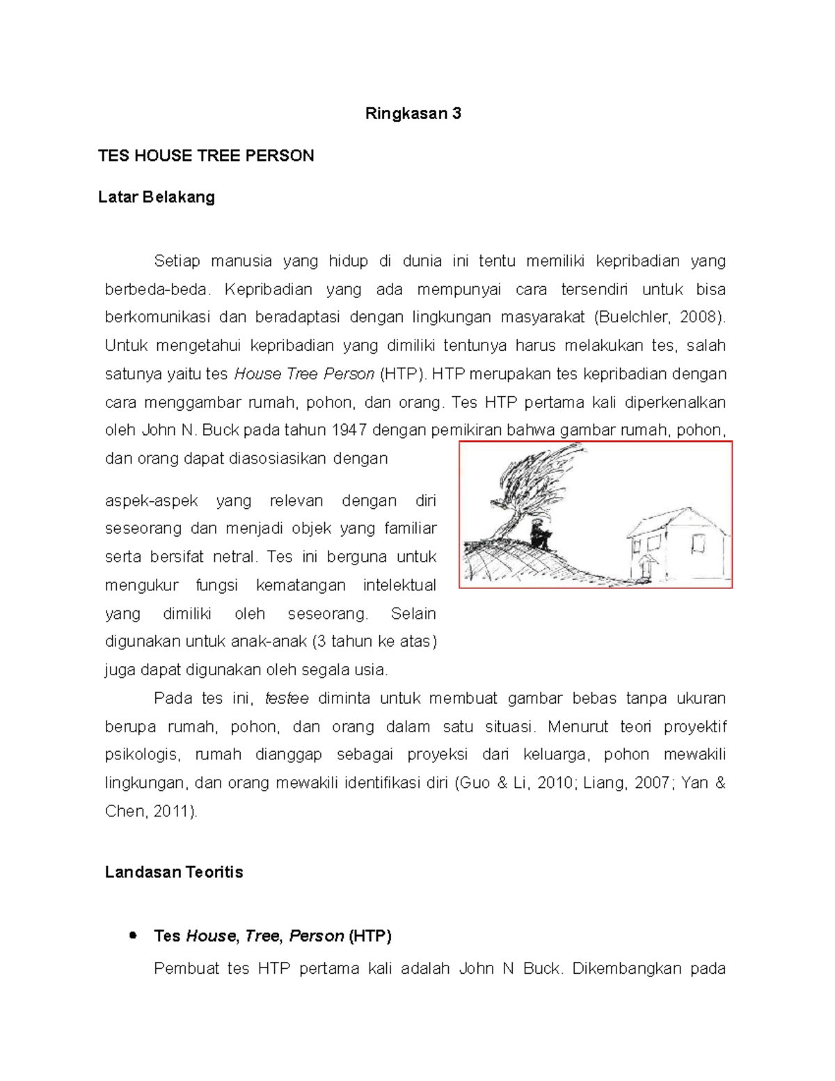 Ringkasan Tes Kepribadian House Tree Person (HTP) dan Landasan Teoritis ...