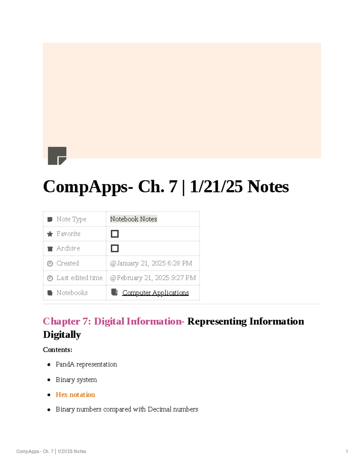 CompApps - Chapter 7: Digital Information Representation Notes ...