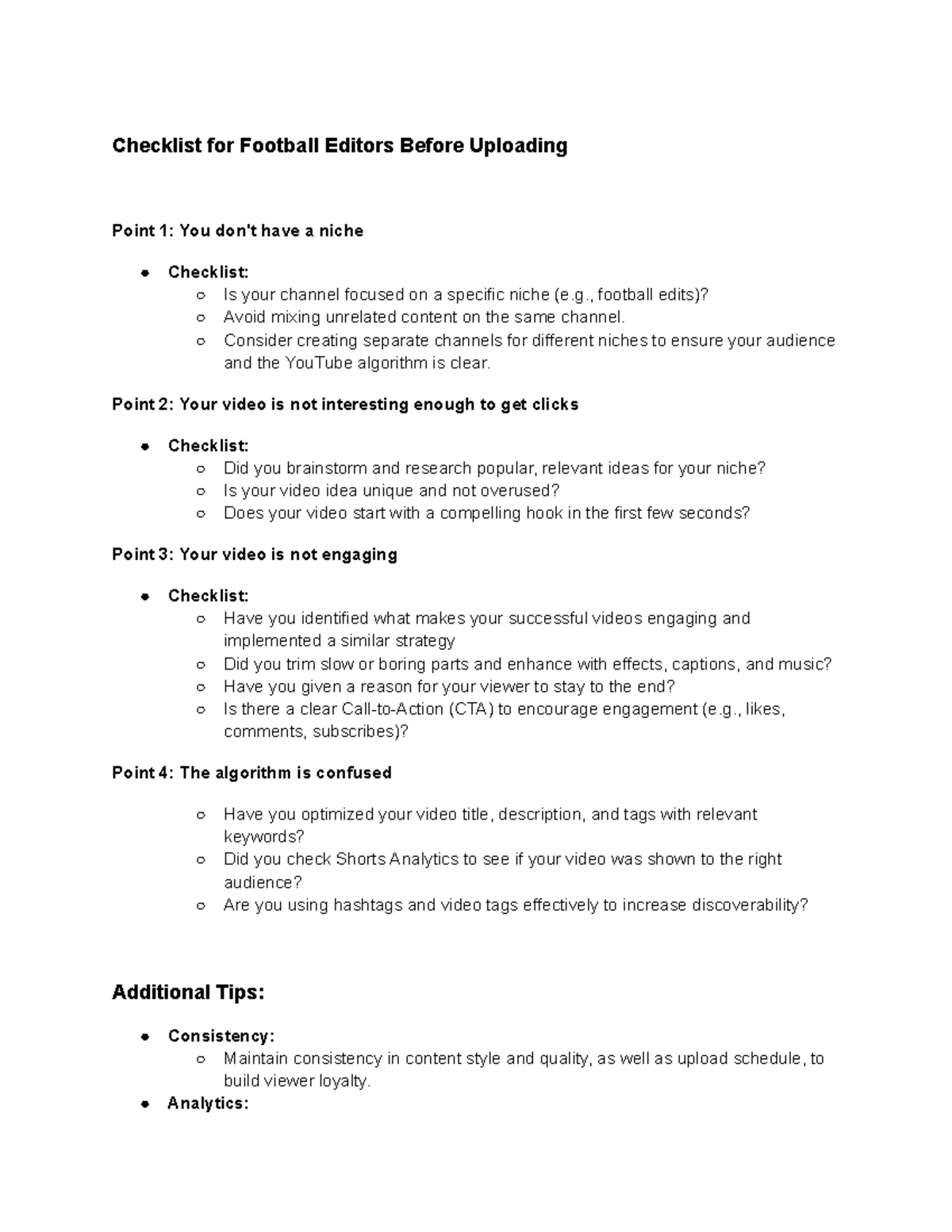 Preupload Checklist - Beethoven innit bruv - Checklist for Football ...