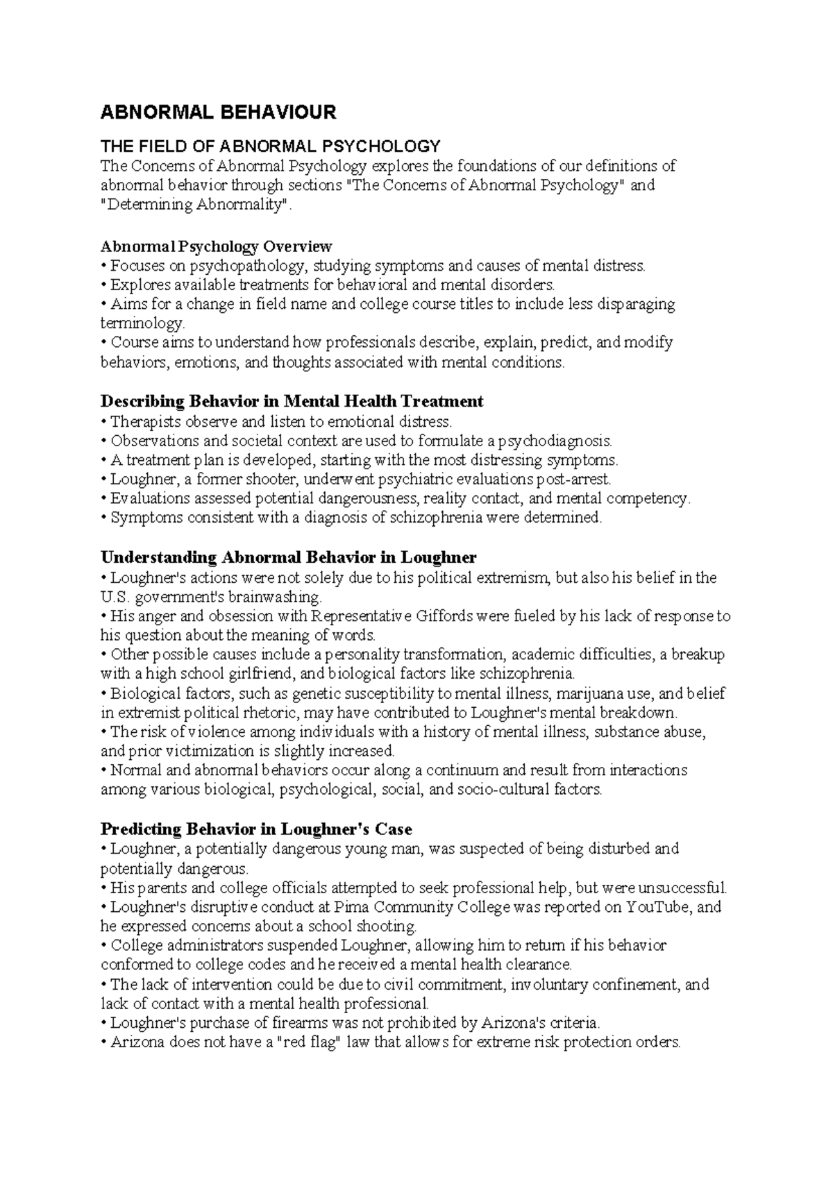 Abnormal Psychology (PSY 201) - Understanding Behavior and Treatment ...