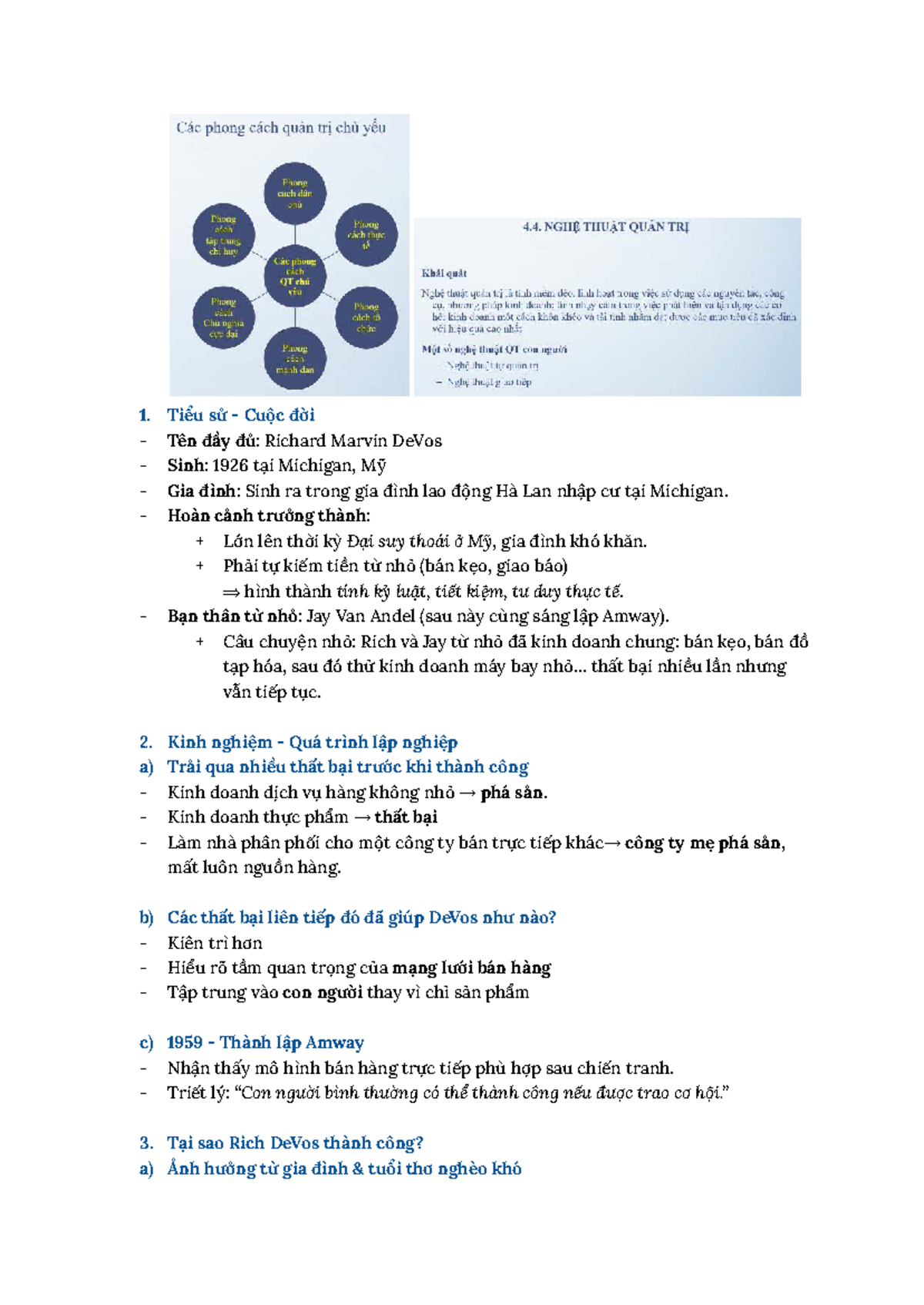 Tiểu sử Richard DeVos: Hành Trình Khởi Nghiệp và Tư Duy Quản Trị - Studocu