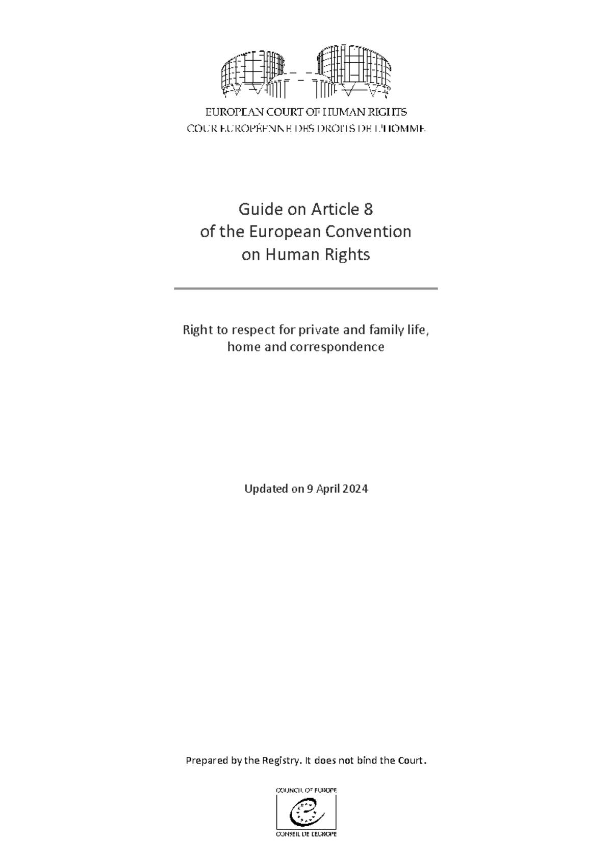 Guide on Article 8 of the ECHR: Privacy & Family Life Rights - Studocu