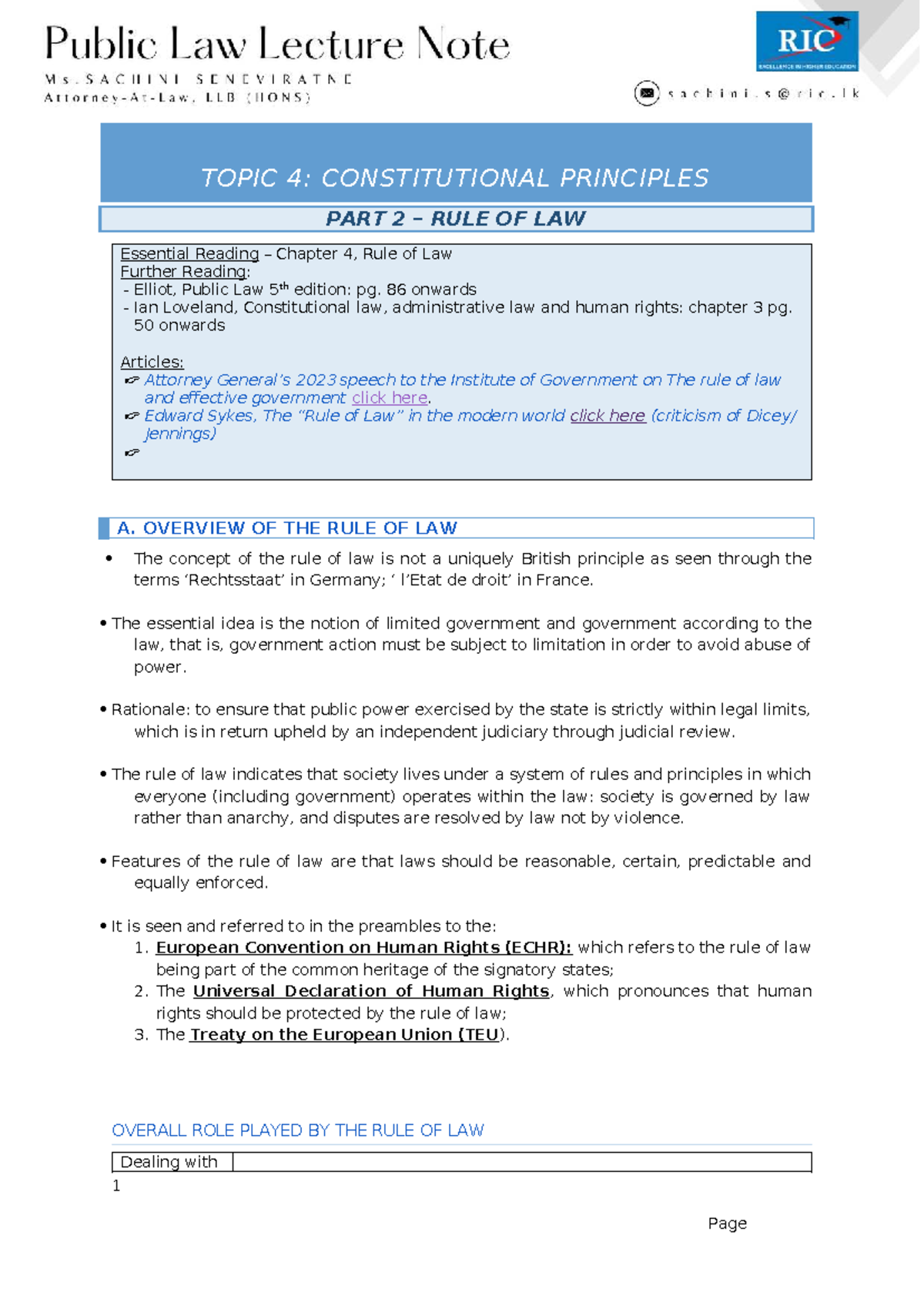 4 RULE OF LAW: Constitutional Principles & Judicial Independence ...