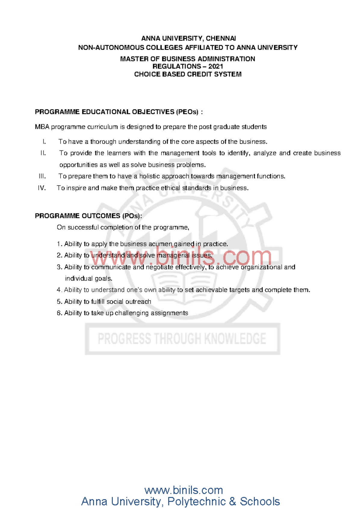 Anna University MBA Syllabus 2021: Core & Elective Courses Guide - Studocu