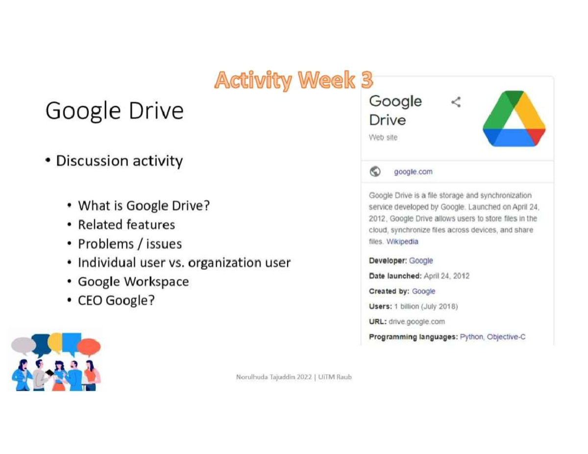Week 4 Mindmap Introduction to Google Drive - Activity Week 3 Google ...