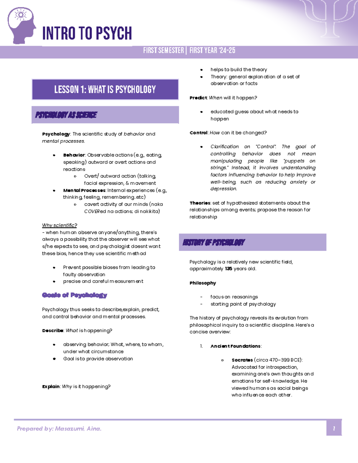 Intro to Psych 101: An Overview of Psychology Fundamentals - Studocu
