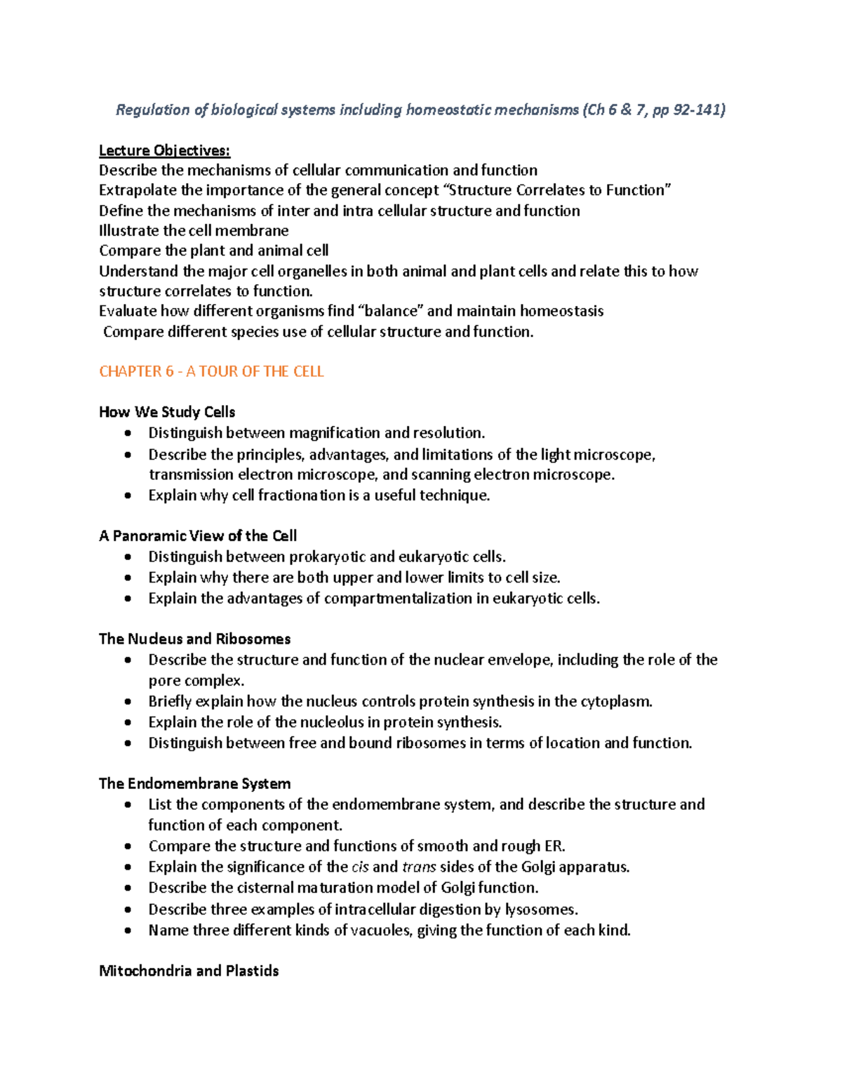 Bio 131 Lecture Notes: Cellular Respiration & Photosynthesis Summary ...
