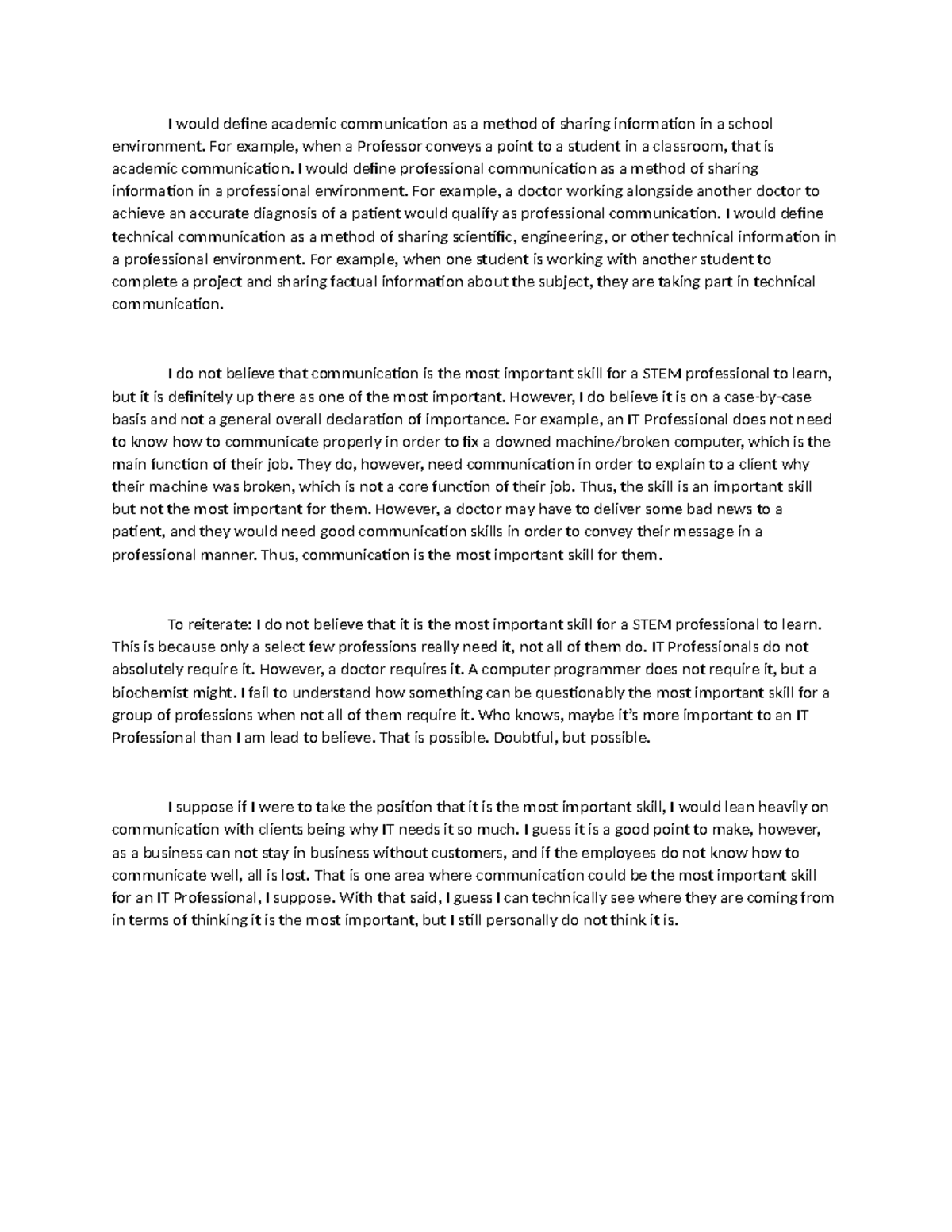 IT 226 Module 1 Assignment: Importance of Communication in STEM - Studocu