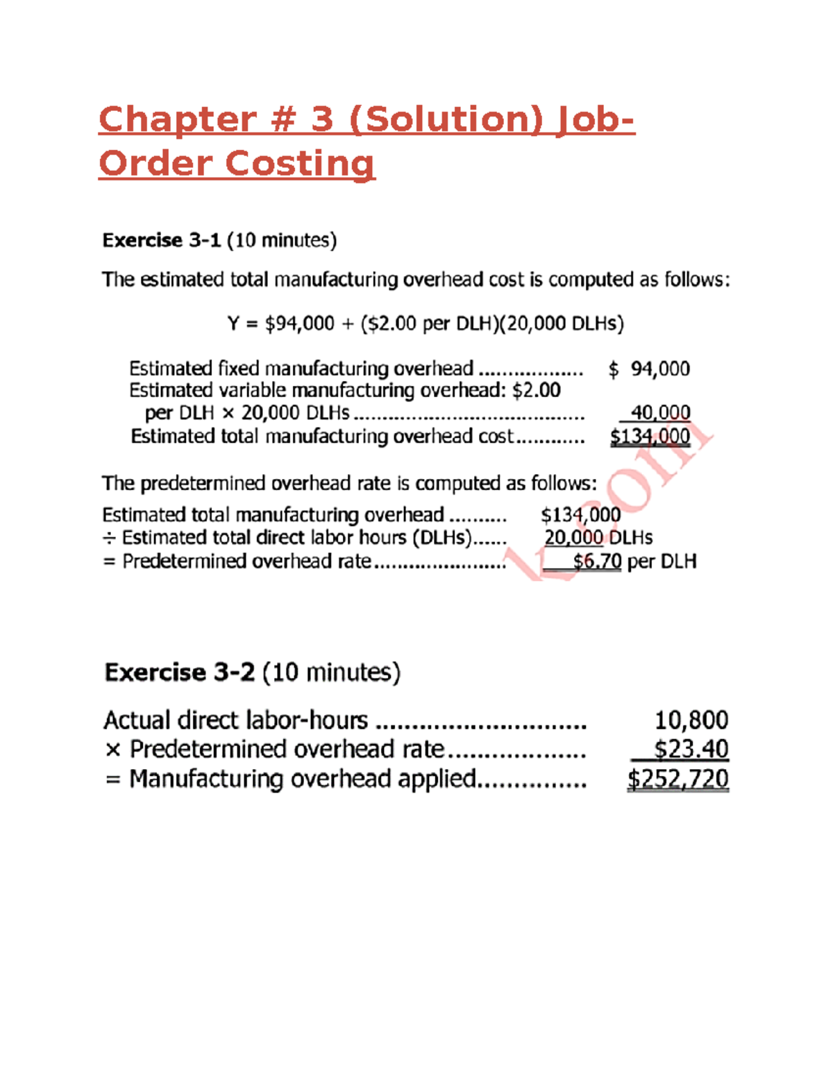 Chapter 3 Solutions for Job-Order Costing Analysis - Studocu