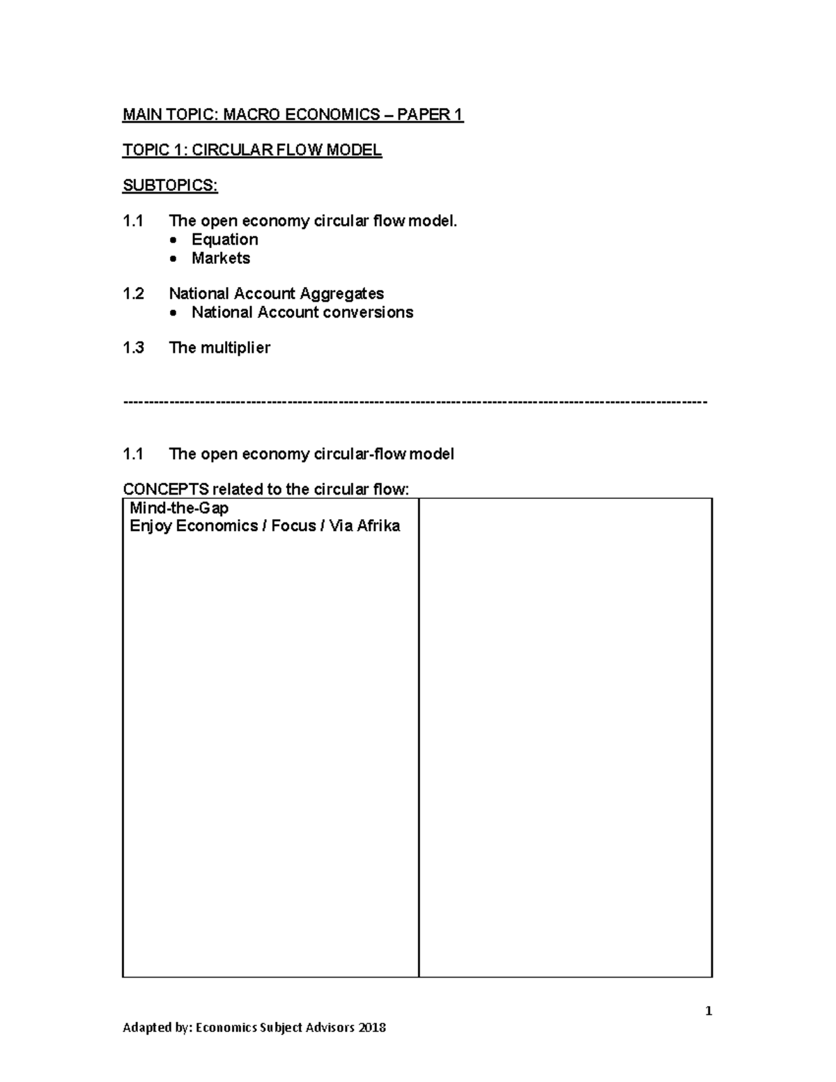 Macroeconomics Paper 1: Circular Flow Model Insights and Equations ...