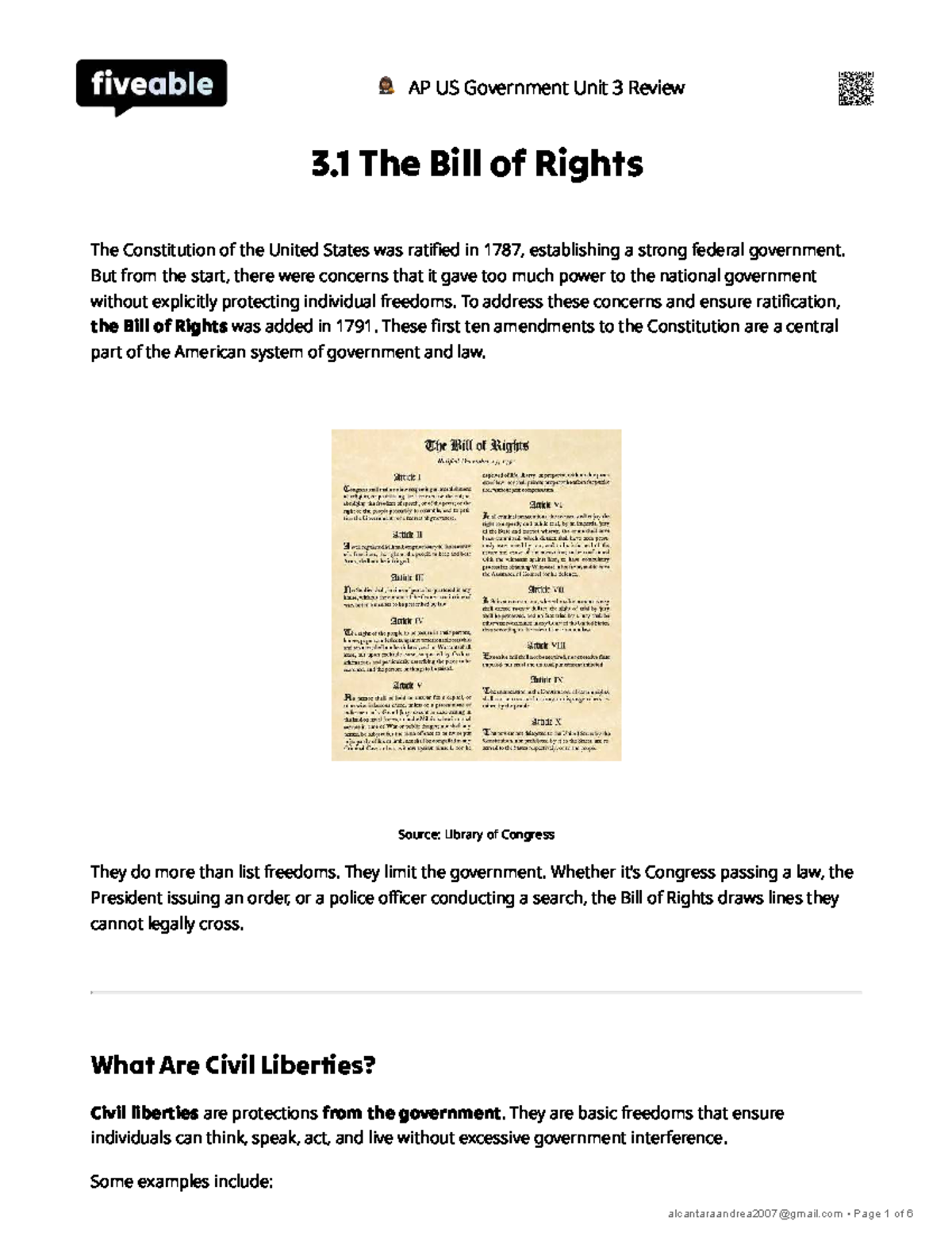 AP US Government Unit 3 Review: The Bill of Rights Explained - Studocu