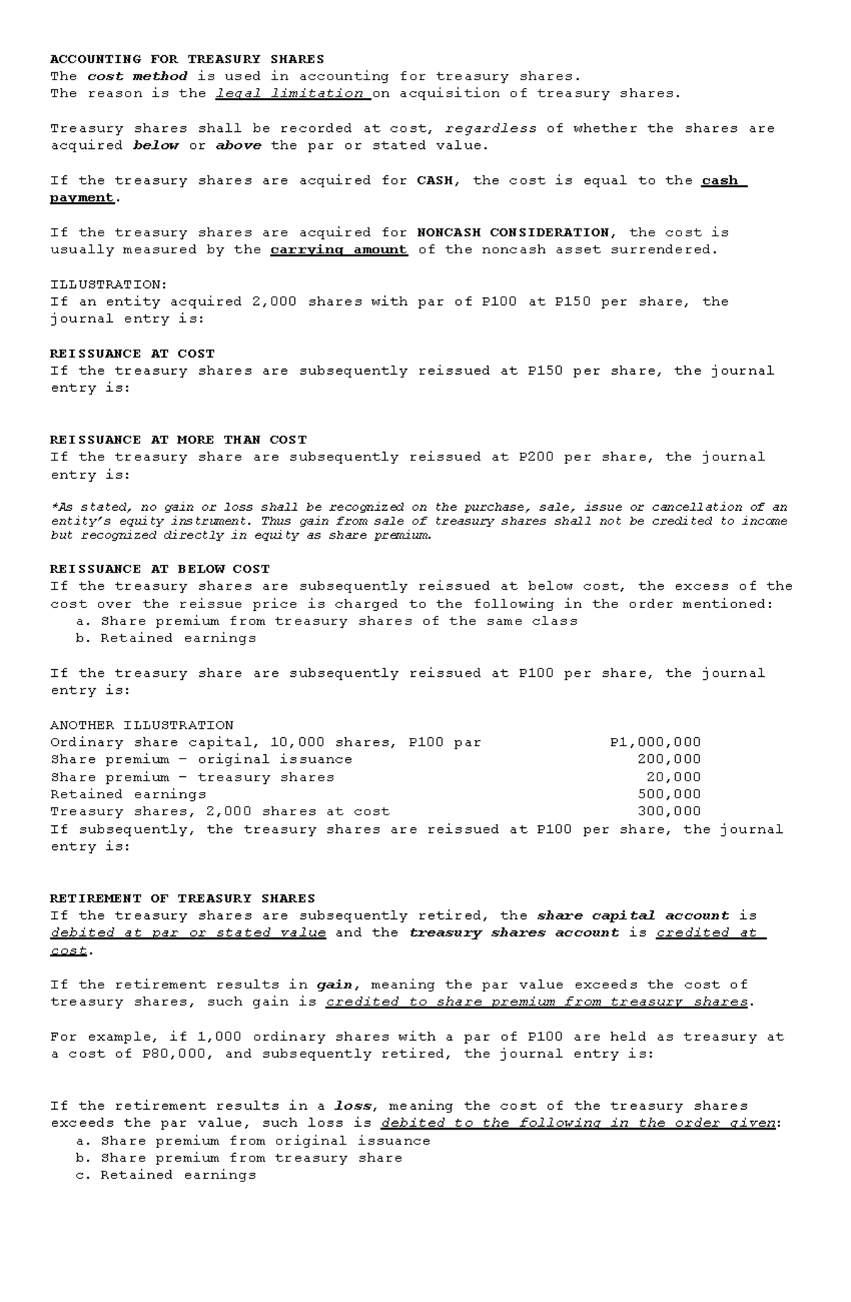 Accounting for Treasury Shares: Cost Method Overview and Journal ...