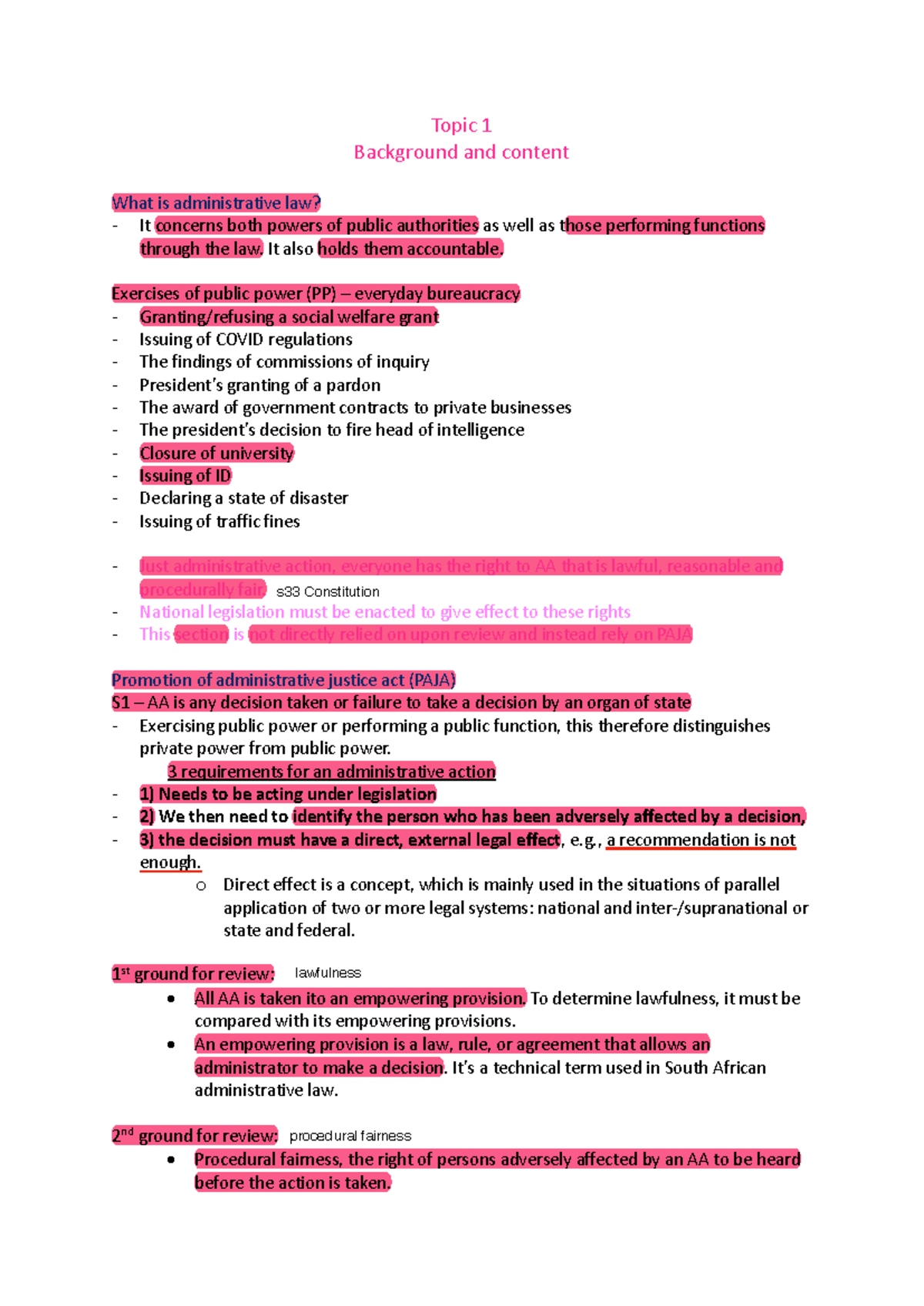 Administrative Law Notes: Understanding PAJA and Administrative Action ...