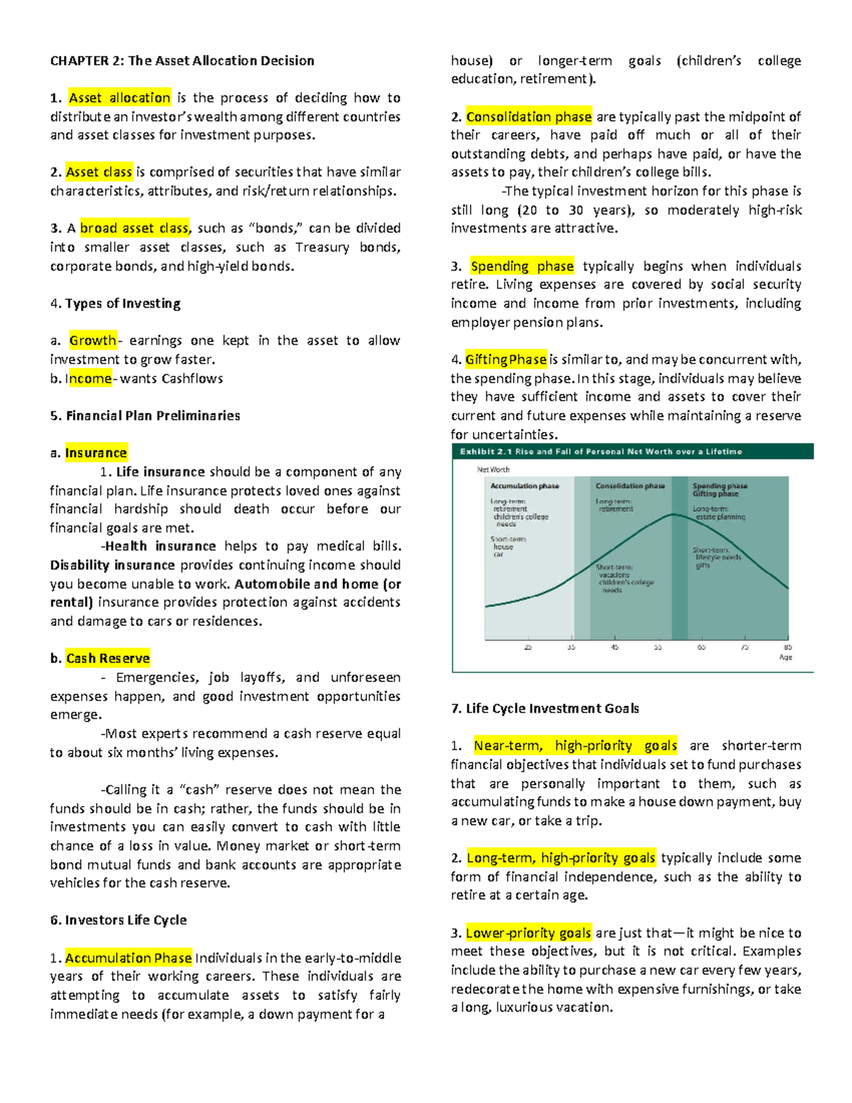Chapter 2: Asset Allocation Decisions - MFIN15 Lecture Notes - Studocu