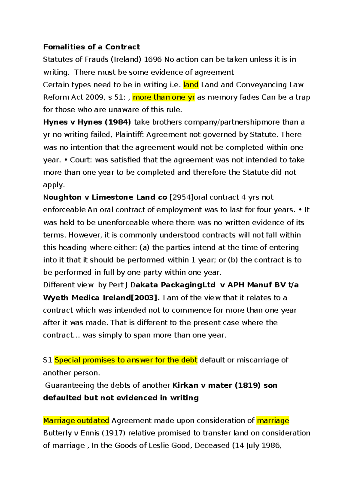 Formalities in Contract Law: LCLRA 2009 & Subject to Contract Issues ...