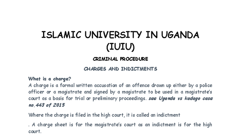 Charges AND Inditments - ISLAMIC UNIVERSITY IN UGANDA (IUIU) CRIMINAL ...