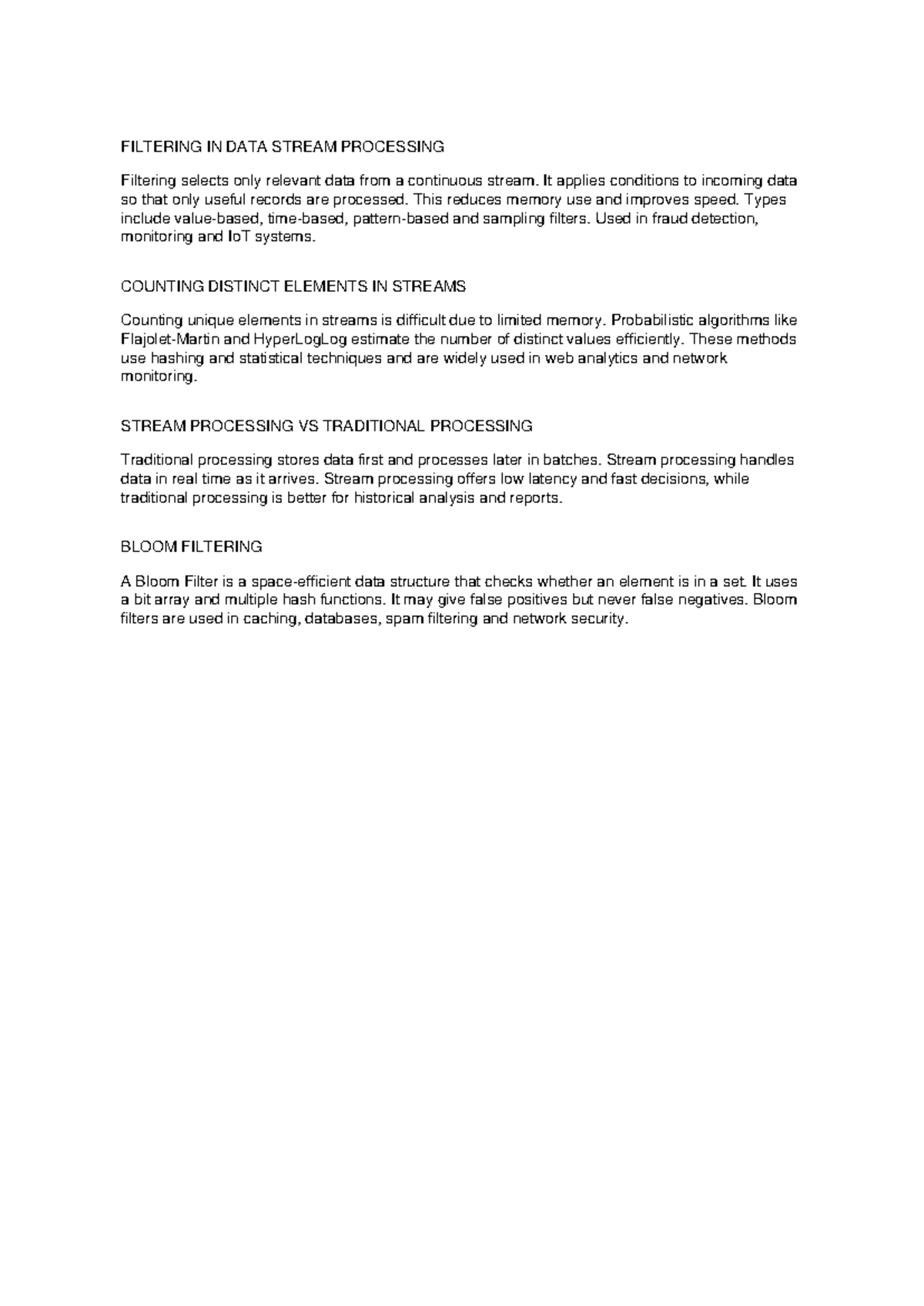 Data Stream Processing: Key Concepts & Techniques (7Mark) - Studocu