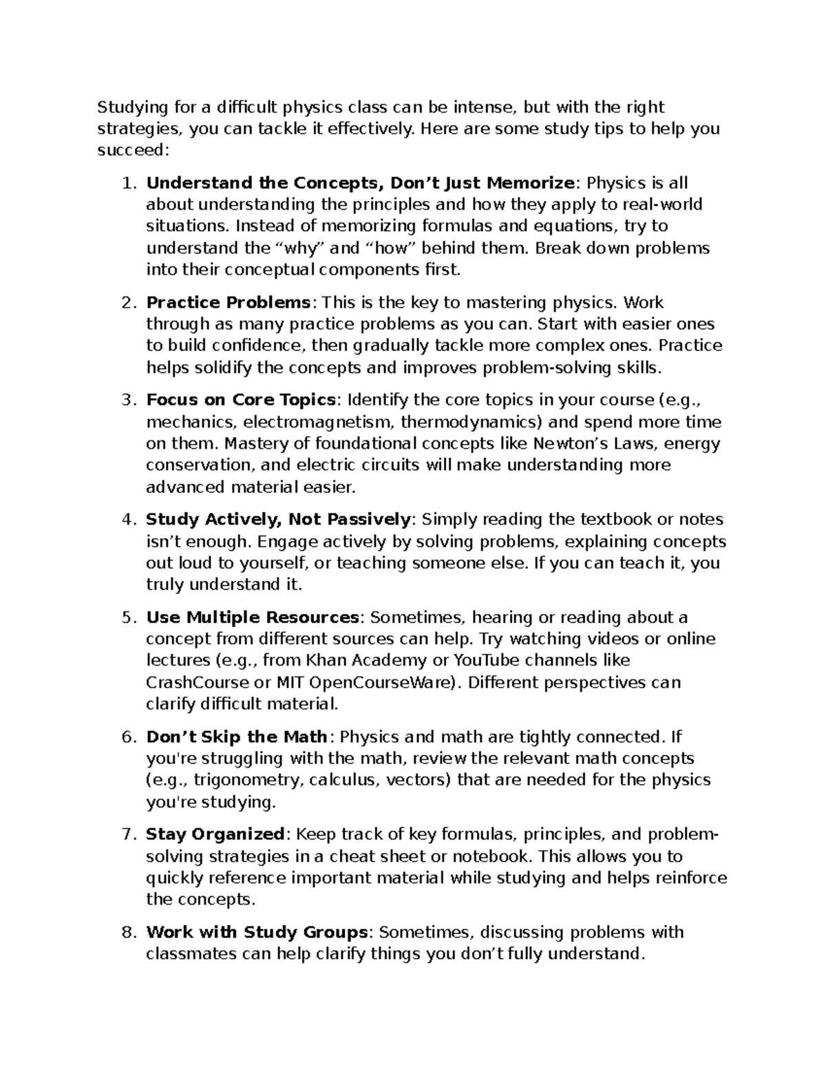 Studying for a difficult physics class can be intense - Here are some ...