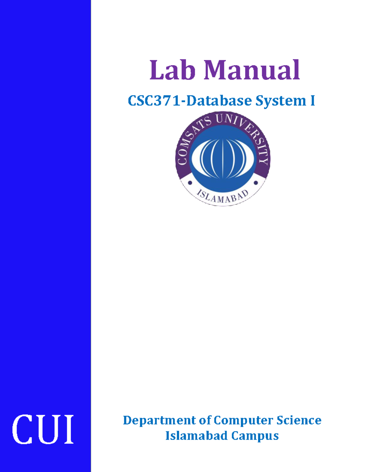 Lab manual DBS - Lab Manual CSC 371 - Database System I CUI Department ...