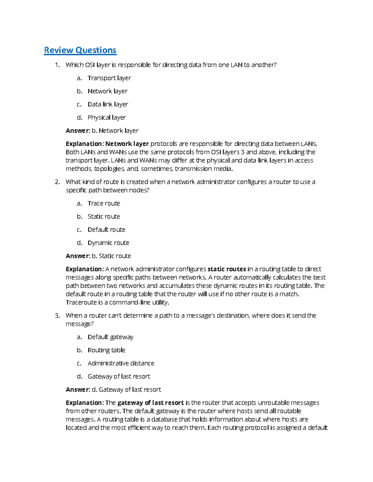 Chapter 04 - End of Chapter Review Questions - Review Questions Which ...