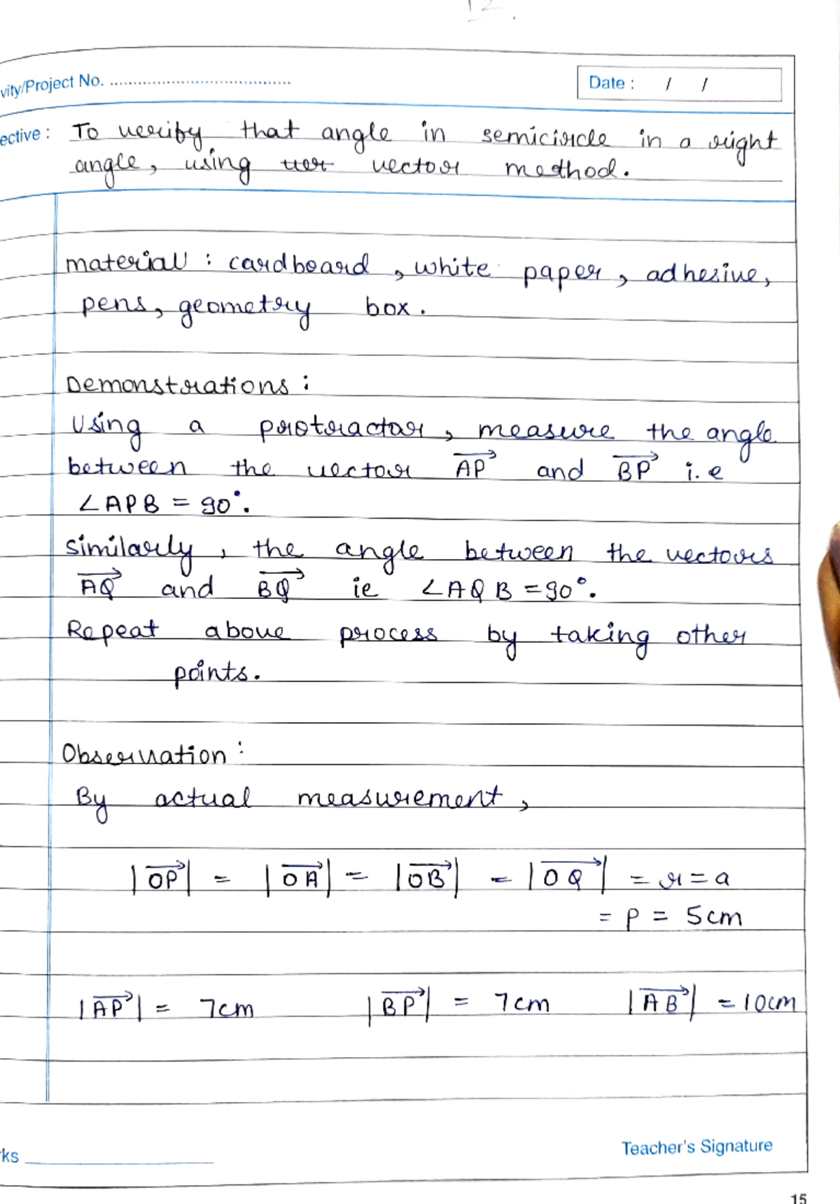 Practical 5 - Maths project - vity/ ProjectNo. gctive : To wesiby that angle in semicicla ks ...