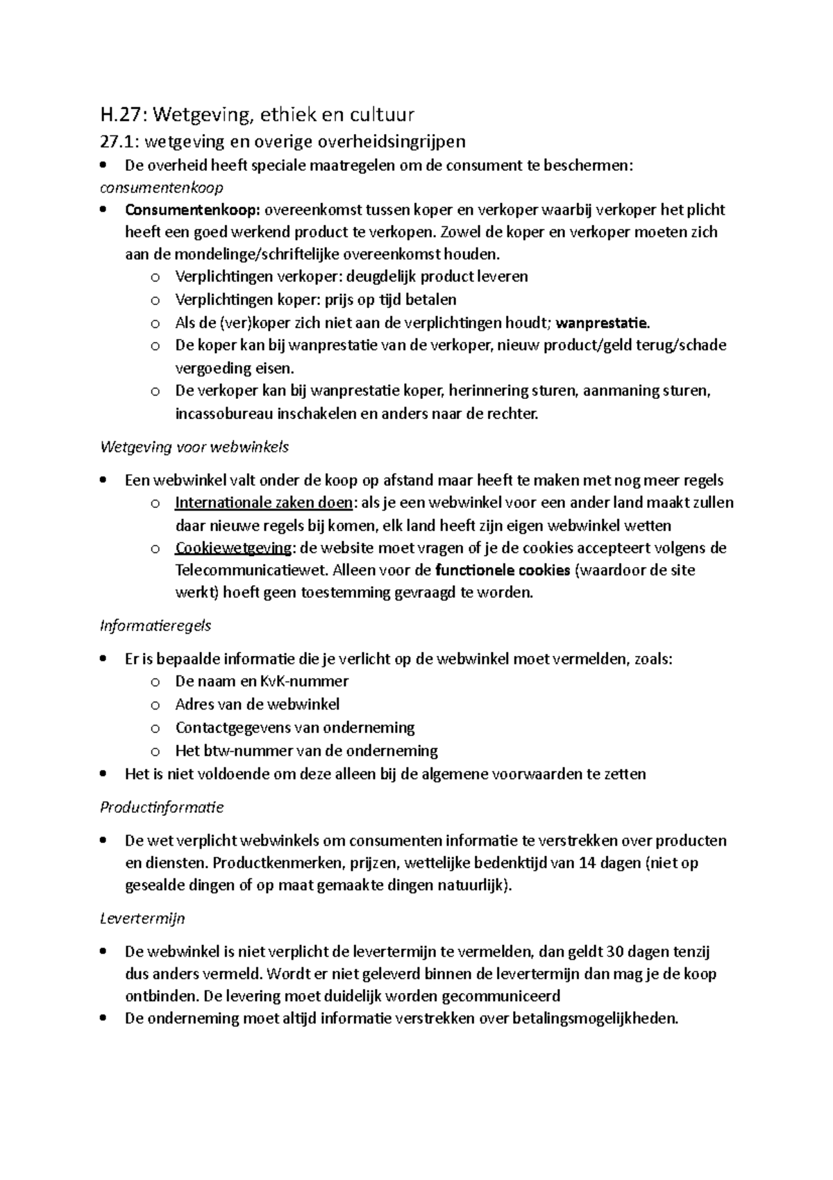 H. 27 BEco in Balans (ingestuurd op studeersnel) - H: Wetgeving, ethiek ...