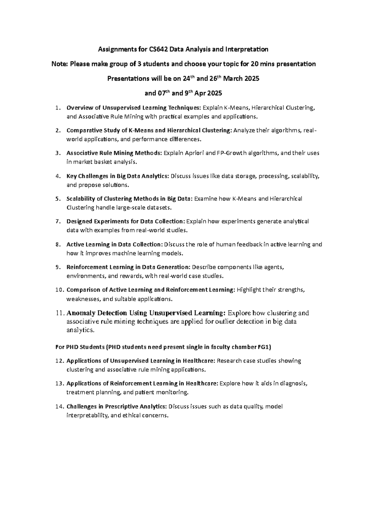 CS642 Assignments: Data Analysis & Interpretation Presentations - Studocu