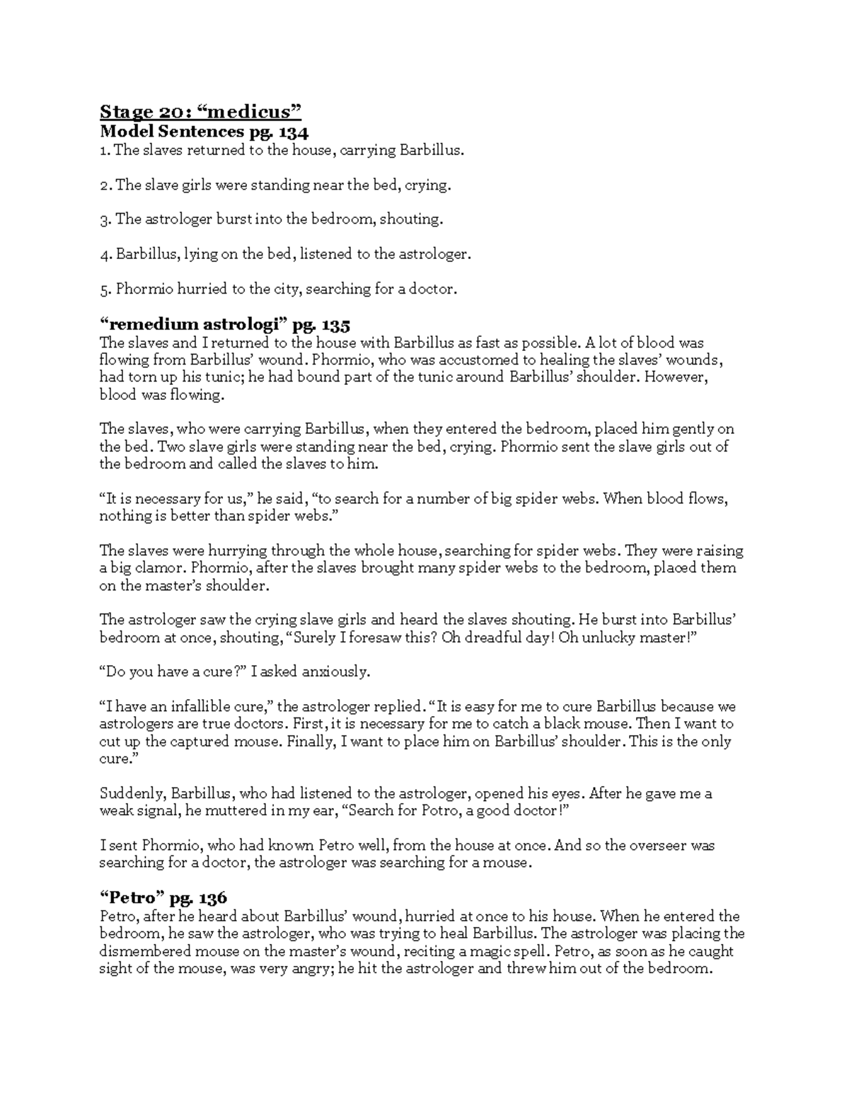 Cambridge Latin Course Stage 20 Translation Notes and Analysis - Studocu