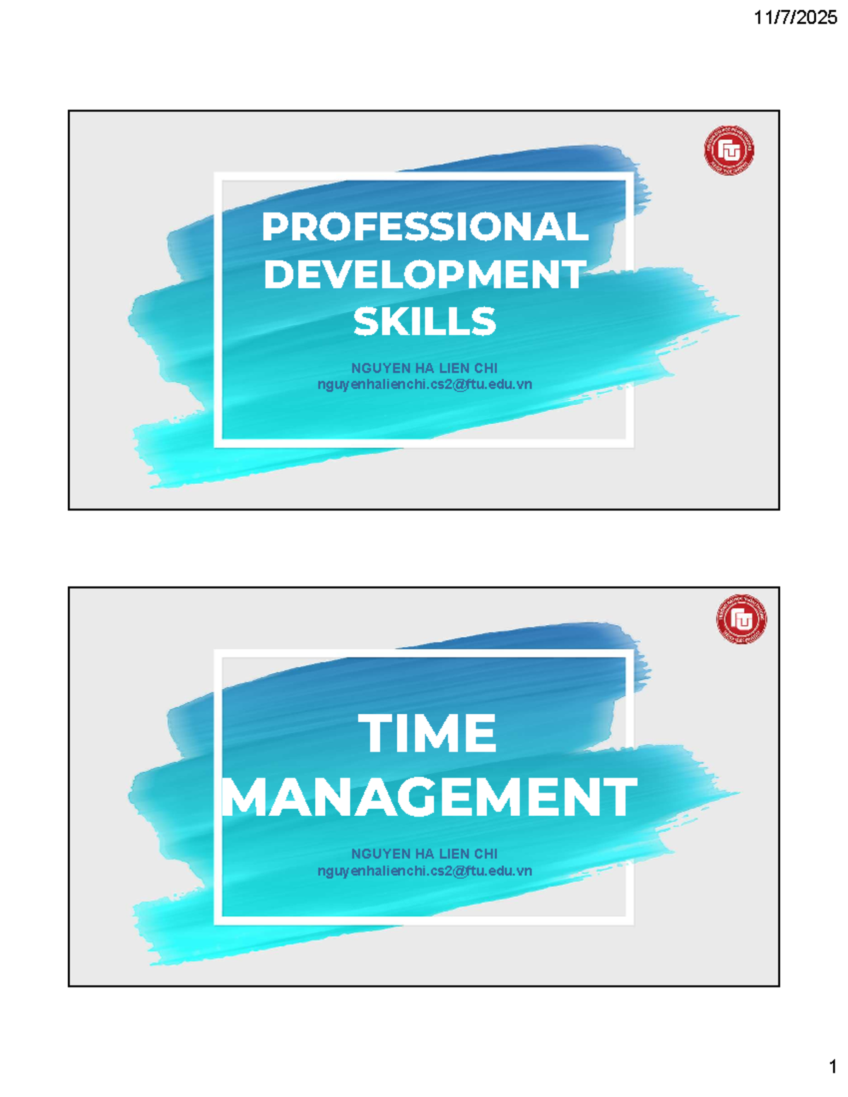 KDOE441 Time Management: Professional Development Skills Notes - Studocu