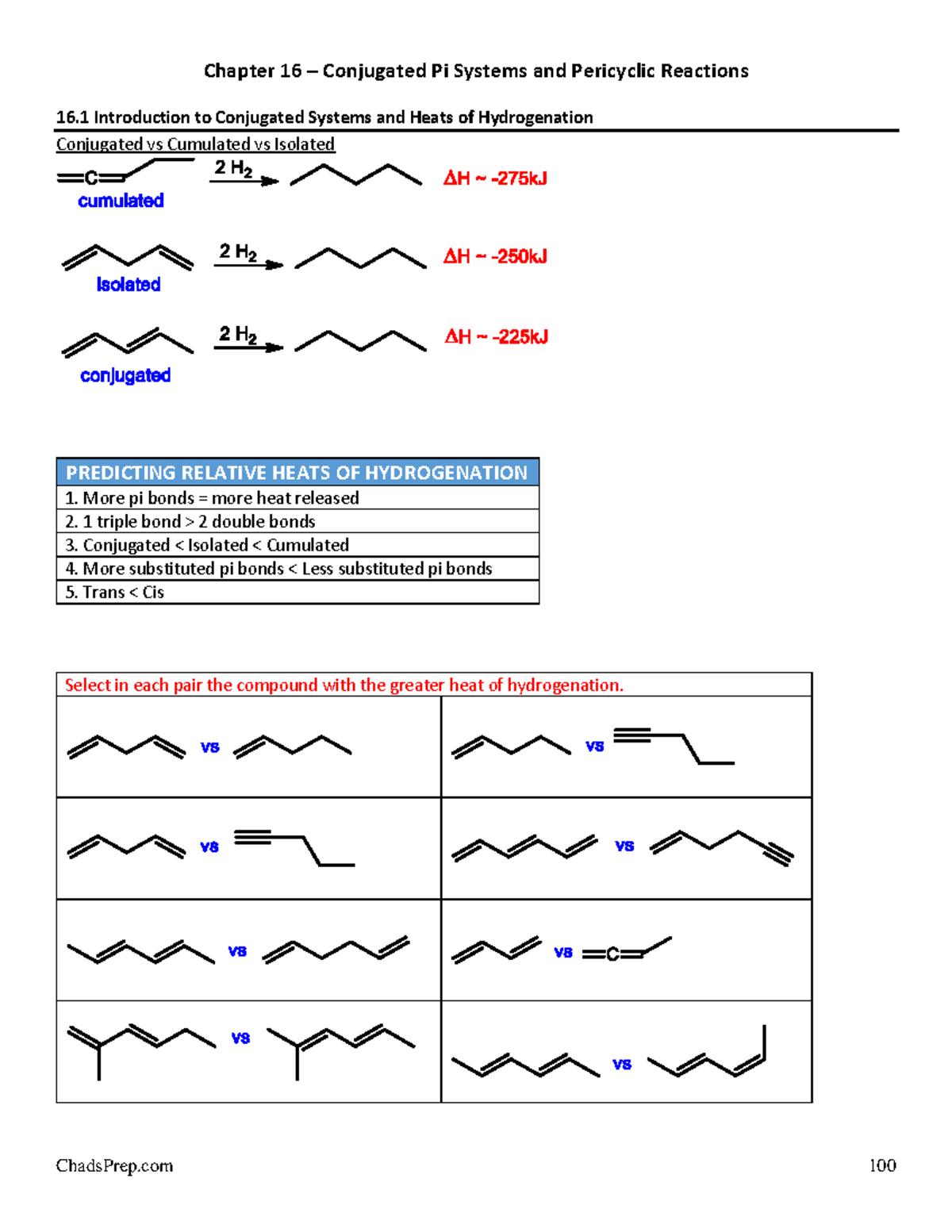 Chapter 16: Conjugated Pi Systems & Pericyclic Reactions Overview - Studocu