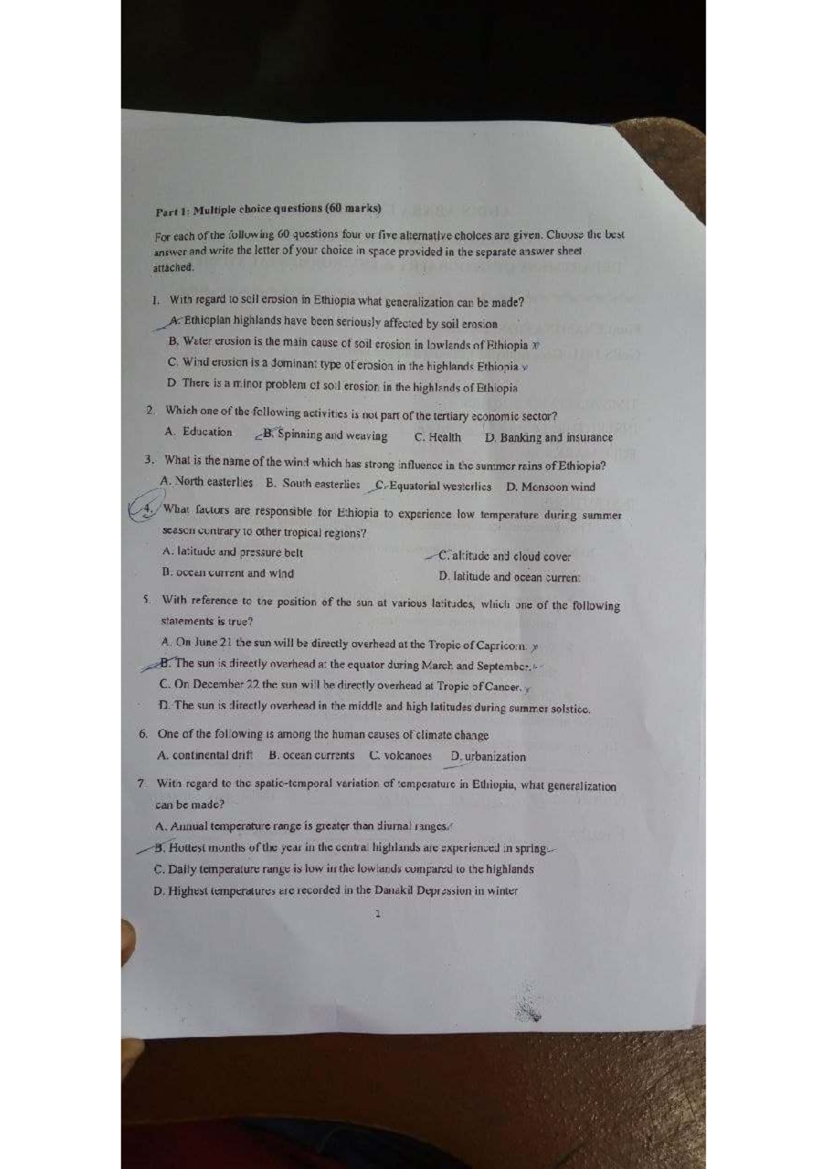 Geography Final Exam 5 (AAU): Multiple Choice Questions and Answers ...