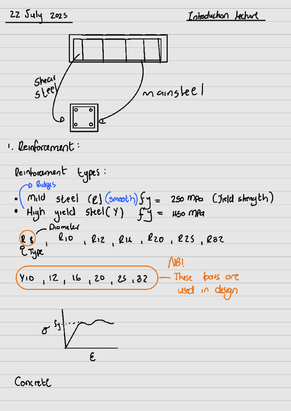 Structural Design Notes for Steel Reinforcement and Concrete (CIV 250 ...