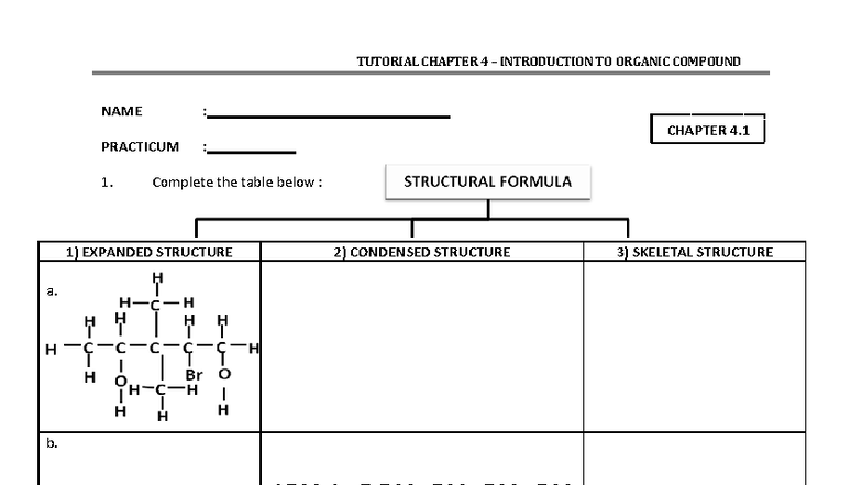 Tutorial CH 4: Introduction to Organic Compounds 251201 - Studocu
