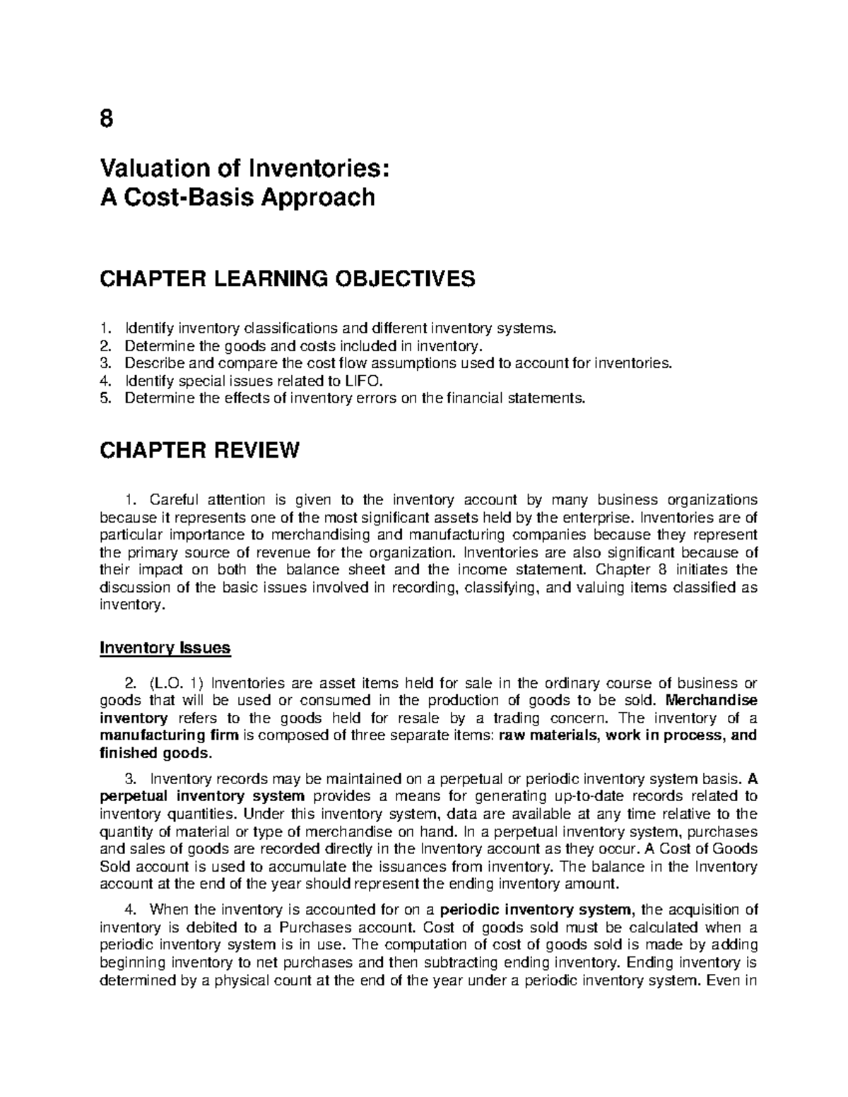 Ch 8 Inventory Valuation Study Guide for Intermediate Accounting - Studocu