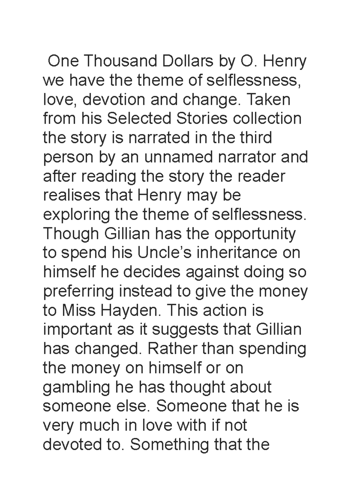 Notes 221122 233940 - Hsushmsush - One Thousand Dollars by O. Henry we ...