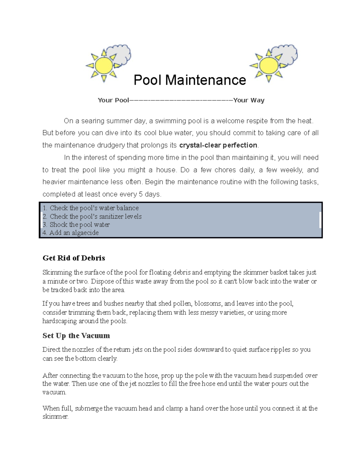 Torres Exp22 Word Ch02 Pool Maintenance Guide - Studocu