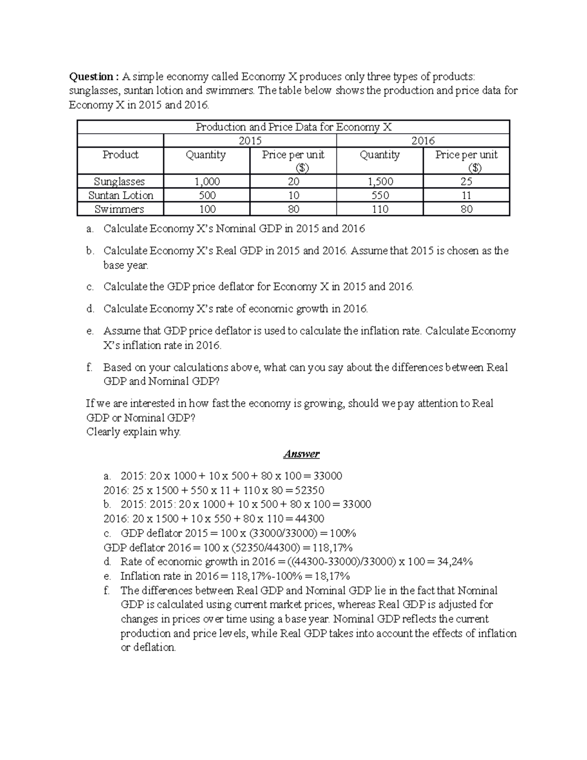 ECO121 Individual Assignment: GDP Calculation & Economic Growth ...