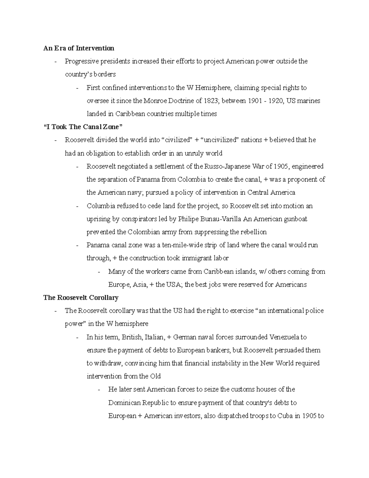 APUSH Chapter 19 Notes: American Intervention and Social Change (1901 ...
