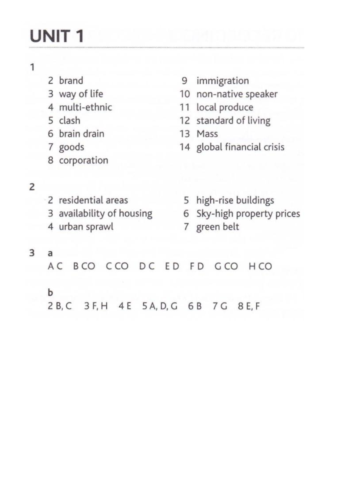 REF1 Answer Key - Immigration, Way of Life, and More (Unit 1-3) - Studocu
