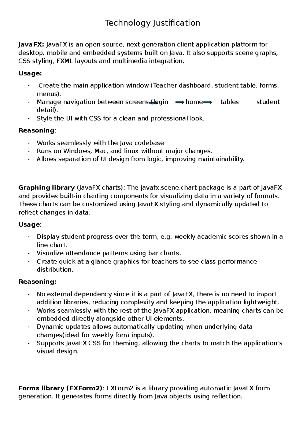 Technology Justification for JavaFX Applications (CS101) - Studocu