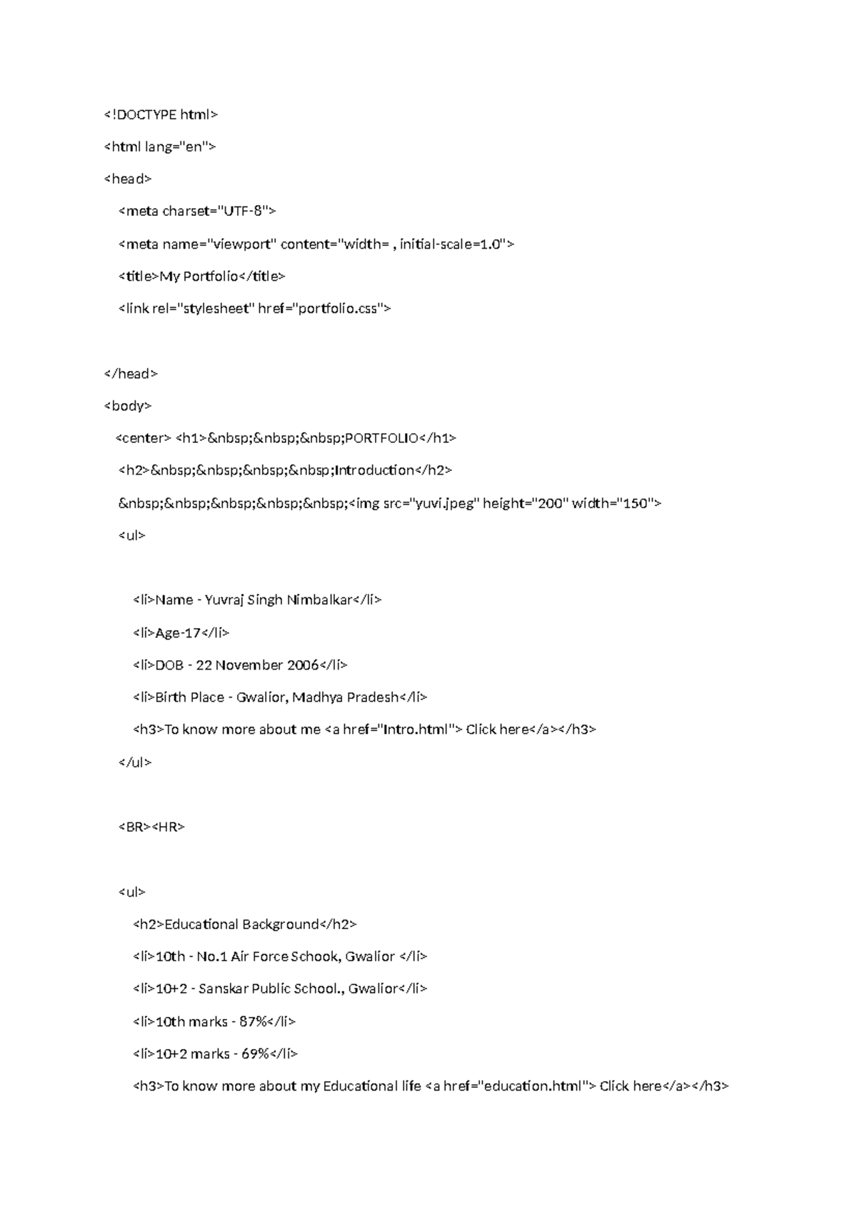 Practice Portfolio for html - - Studocu