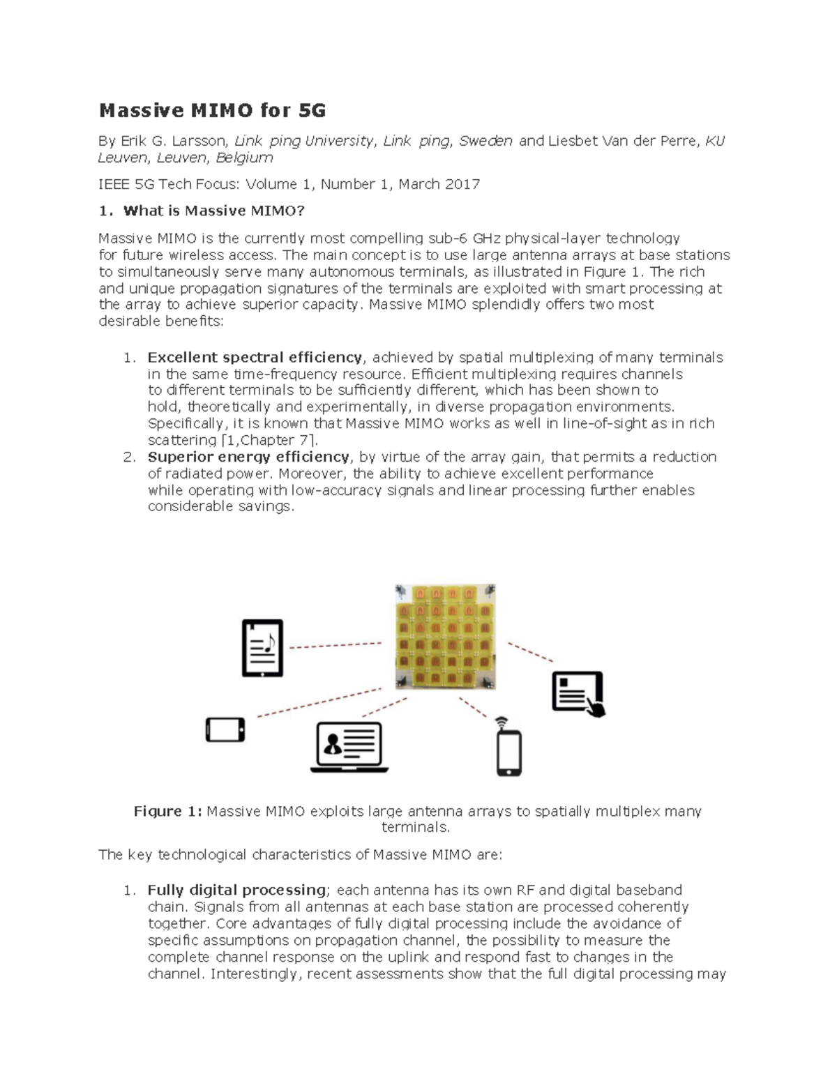 Massive MIMO for 5G: Key Concepts and Technological Insights - Studocu