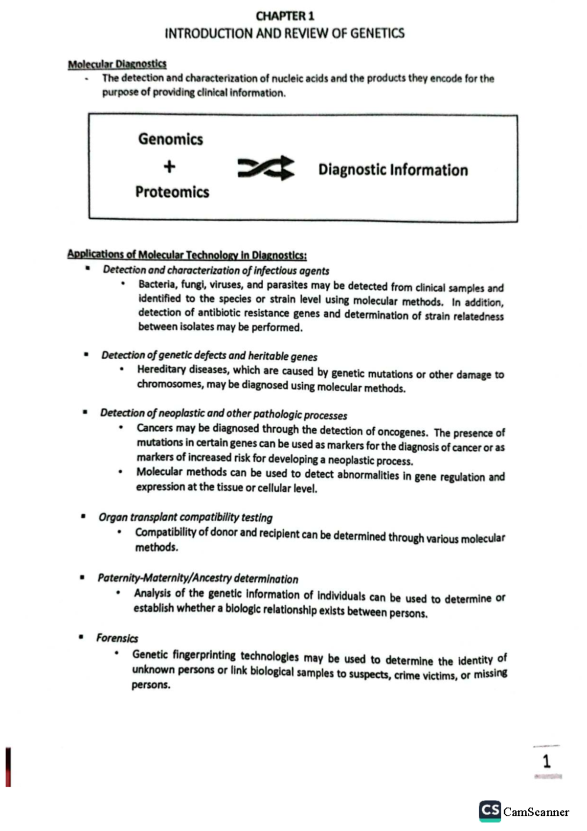 CS AUP MLS Molecular Diagnostics: Chapter 1 - Introduction to Genetics ...