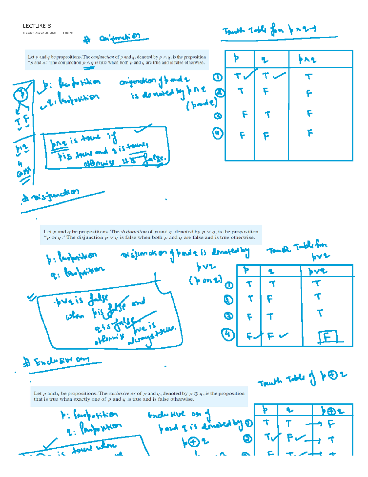 Lecture 3: Truth Tables for Conjunction, Disjunction, and Conditionals ...