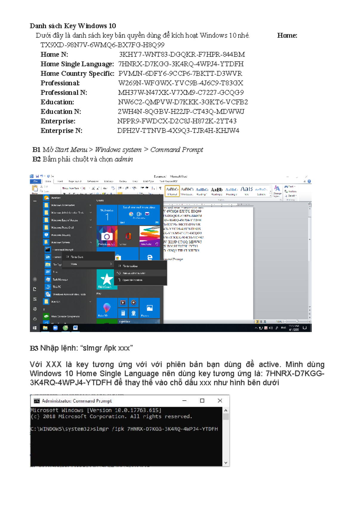Hướng Dẫn Kích Hoạt Windows 10 Bằng CMD và Key Bản Quyền - Studocu