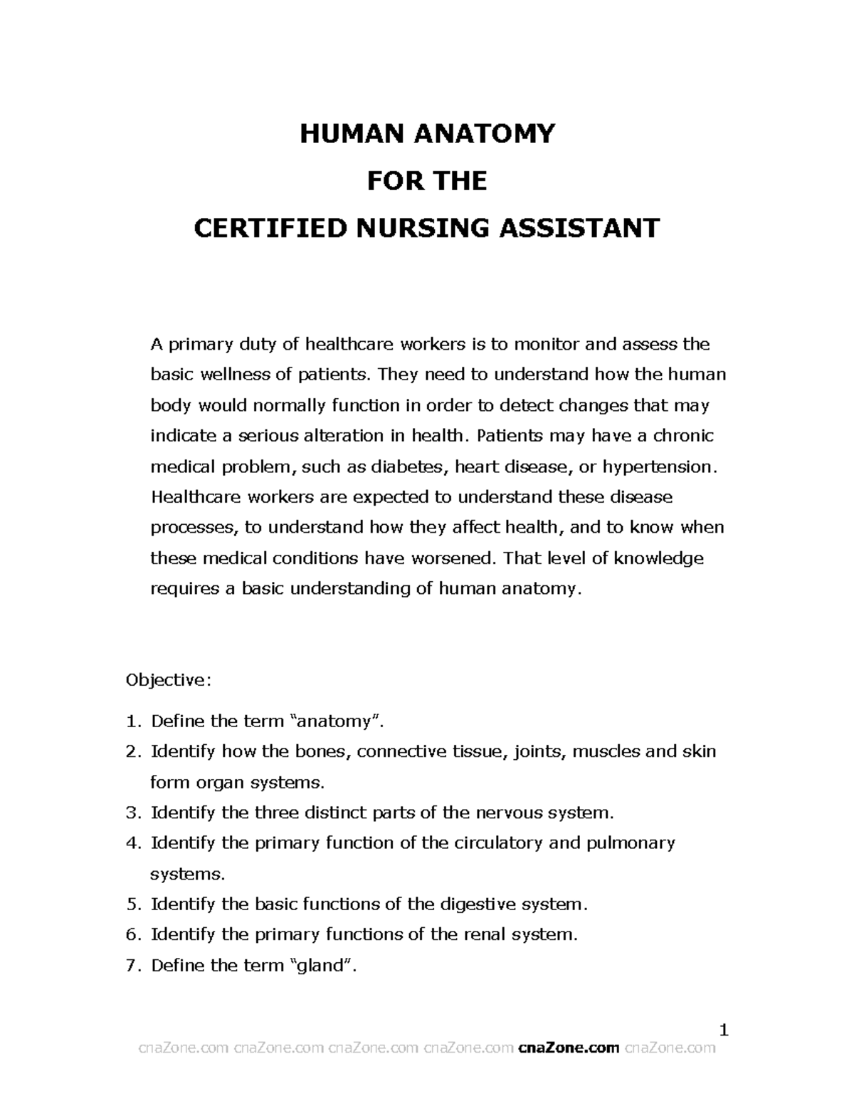 HUMAN ANATOMY FOR CNA: A Comprehensive Study Guide - Studocu