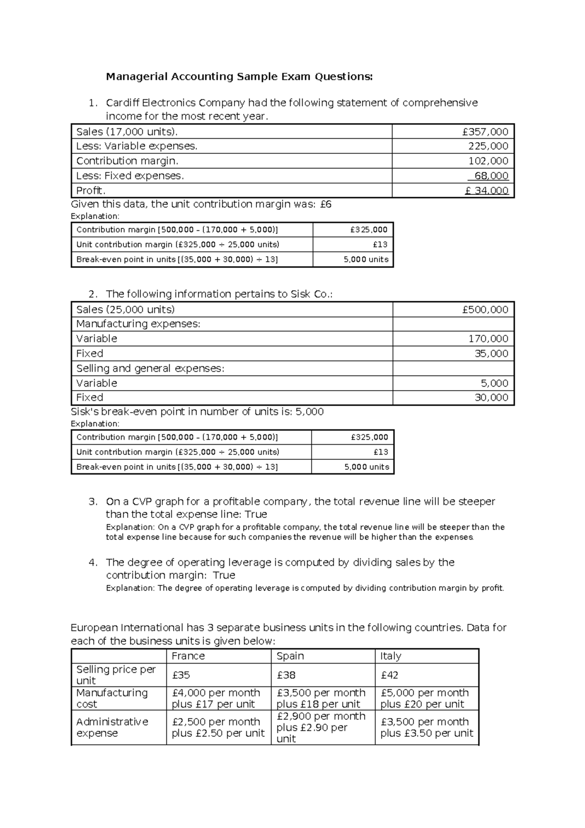 AC4002 Managerial Accounting - Sample Exam Questions and Solutions ...