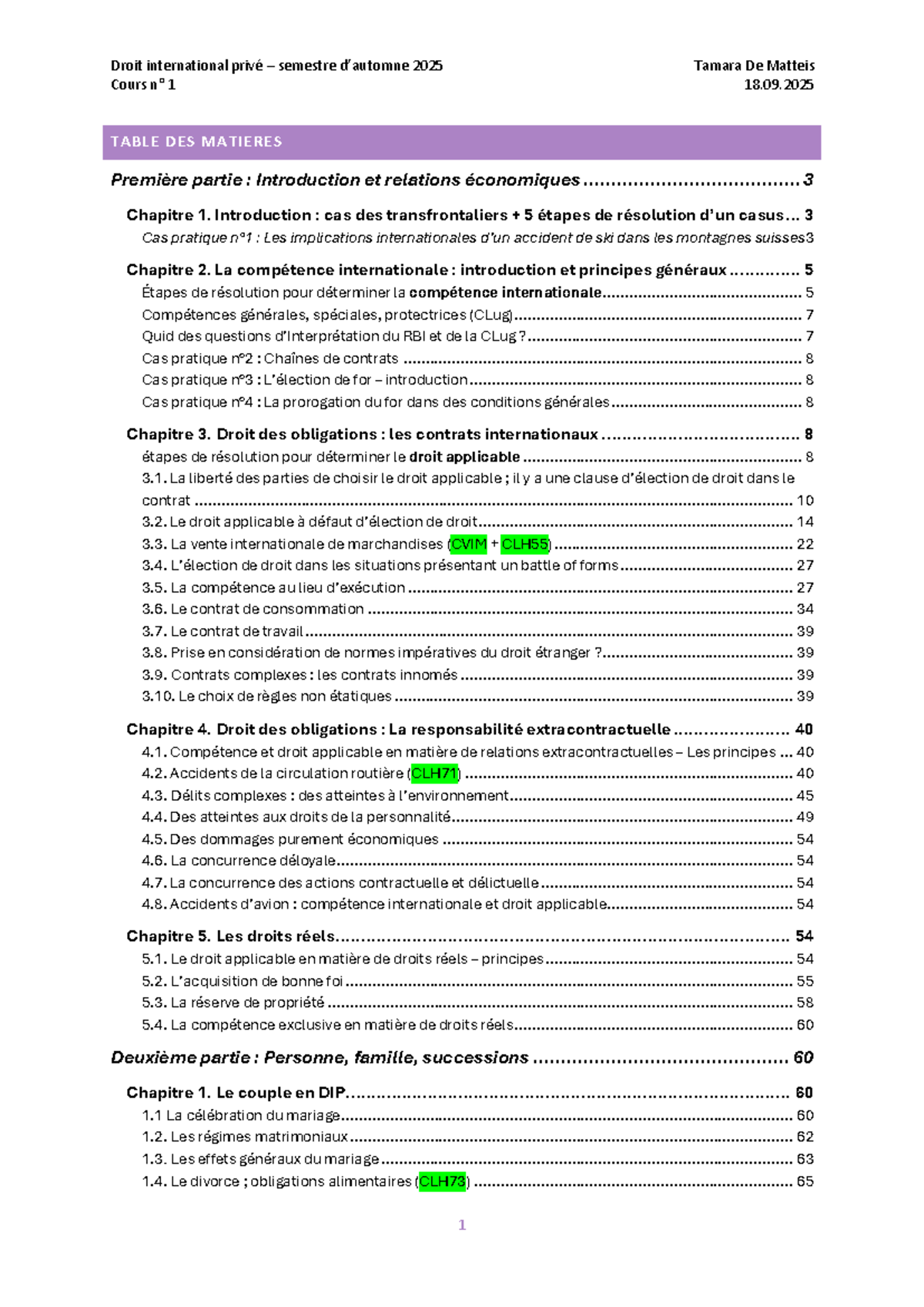 Droit international privé - Cours 2025: Résolution des cas pratiques ...