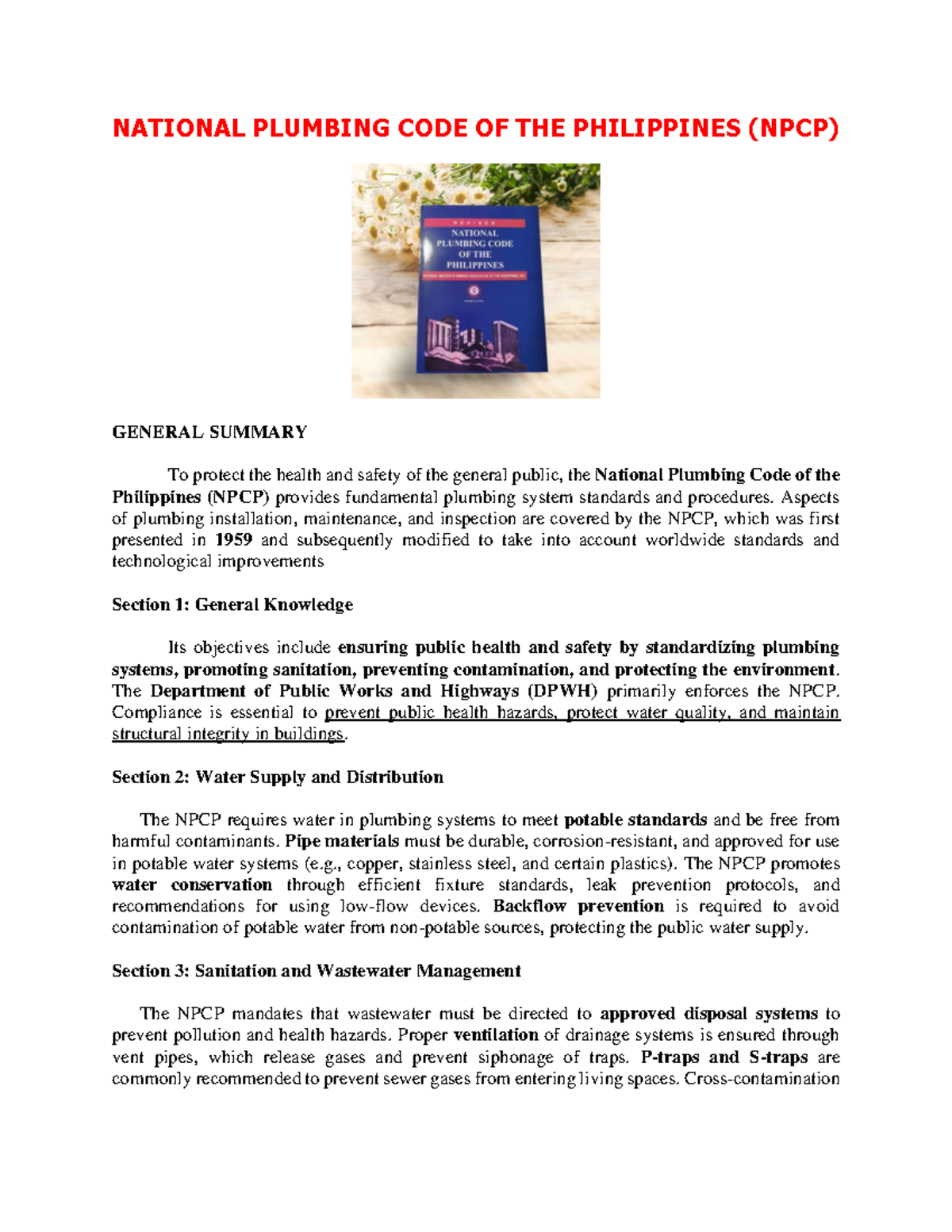 National Plumbing Code of the Philippines (NPCP) Overview and ...