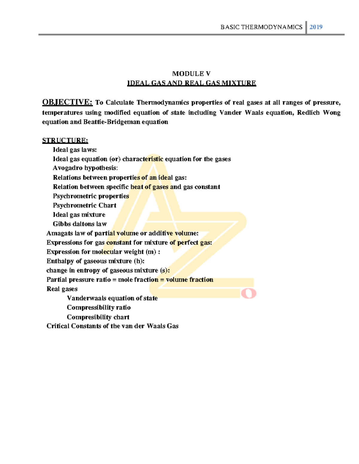 BTD Mod5@Az Documents - MODULE V IDEAL GAS AND REAL GAS MIXTURE ...